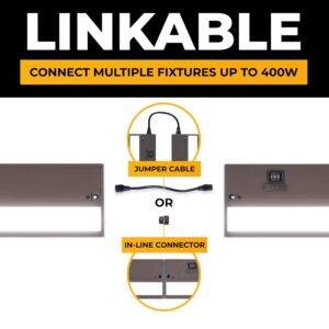 NSL LED Under Cabinet Lighting Dimmable Hardwired or Plugged-in Installation - 3 Color Temperature Slide Switch - Warm White (2700K), Soft White (3000K), Cool White (4000K) - 24Inch Bronze Finish