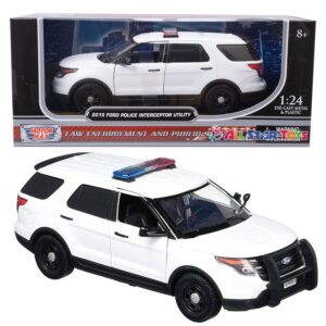 motor max diecast 1:24 w/b - 2015 ford police interceptor utility with light bar (white) 76959