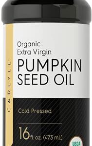 Carlyle Pumpkin Seed Oil 16oz Organic Cold Pressed | Extra Virgin | Vegetarian, Non-GMO, Gluten Free | Safe for Cooking | Great for Hair and Face