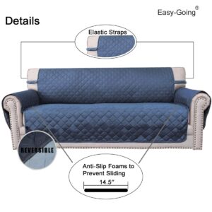 Easy-Going Sofa Slipcover Reversible Oversized Sofa Cover Water Resistant Couch Cover with Foam Sticks Elastic Straps Furniture Protector for Pets Dog (Oversized Sofa, Dark Blue/Light Blue)