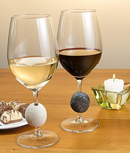 Sea Stones “Touchstone” Universal Wine Glass Set of 2-18oz Thin Rim, Long Stem Summer Glassware - Artisan River and Ocean Stone - Perfect for Birthday, Wedding and Anniversary or New House