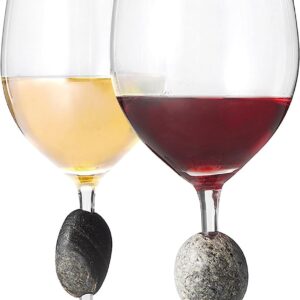 Sea Stones “Touchstone” Universal Wine Glass Set of 2-18oz Thin Rim, Long Stem Summer Glassware - Artisan River and Ocean Stone - Perfect for Birthday, Wedding and Anniversary or New House