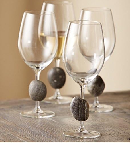 Sea Stones “Touchstone” Universal Wine Glass Set of 2-18oz Thin Rim, Long Stem Summer Glassware - Artisan River and Ocean Stone - Perfect for Birthday, Wedding and Anniversary or New House