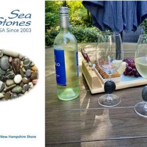 Sea Stones “Touchstone” Universal Wine Glass Set of 2-18oz Thin Rim, Long Stem Summer Glassware - Artisan River and Ocean Stone - Perfect for Birthday, Wedding and Anniversary or New House