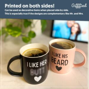 Triple Gifffted Funny Couples Gifts For Christmas, Wedding Anniversary, Engagement, Valentines Day Girlfriend Boyfriend Couple Gift, His & Hers, Bride & Groom, Him & Her, Ceramic, 380ML