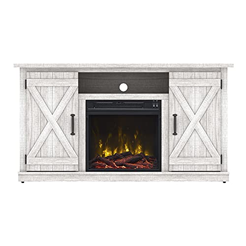 Twin Star Home Cottonwood 55" TV Stands with Electric Fireplace, Sargent Oak