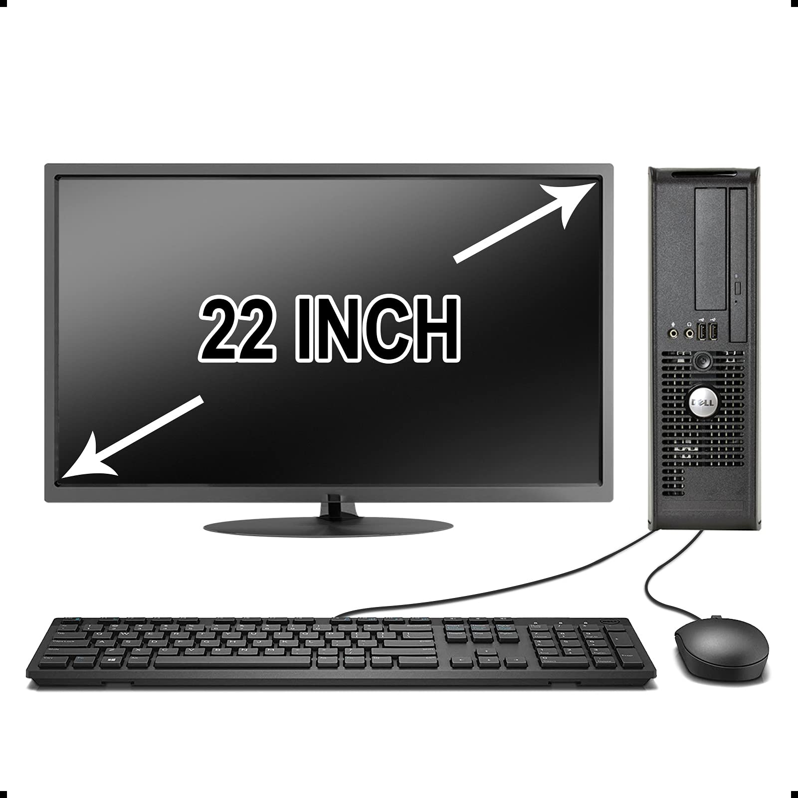 Dell Desktop Complete Computer Package with Windows 10 Home C2D 2.2G, 4G, 160G, DVD,W10H64,WIFI, 22 LCD (Brand May Vary) (Renewed) (4G/160G+22inLCD)