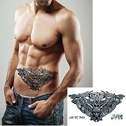 Large Tattoos Fake Temporary Body Art Stickers for Men Women Teens, VIWIEU 3D Realistic Girls Chest Temporary Tattoos, 5 Sheets, Water Transfer Body Tattoos