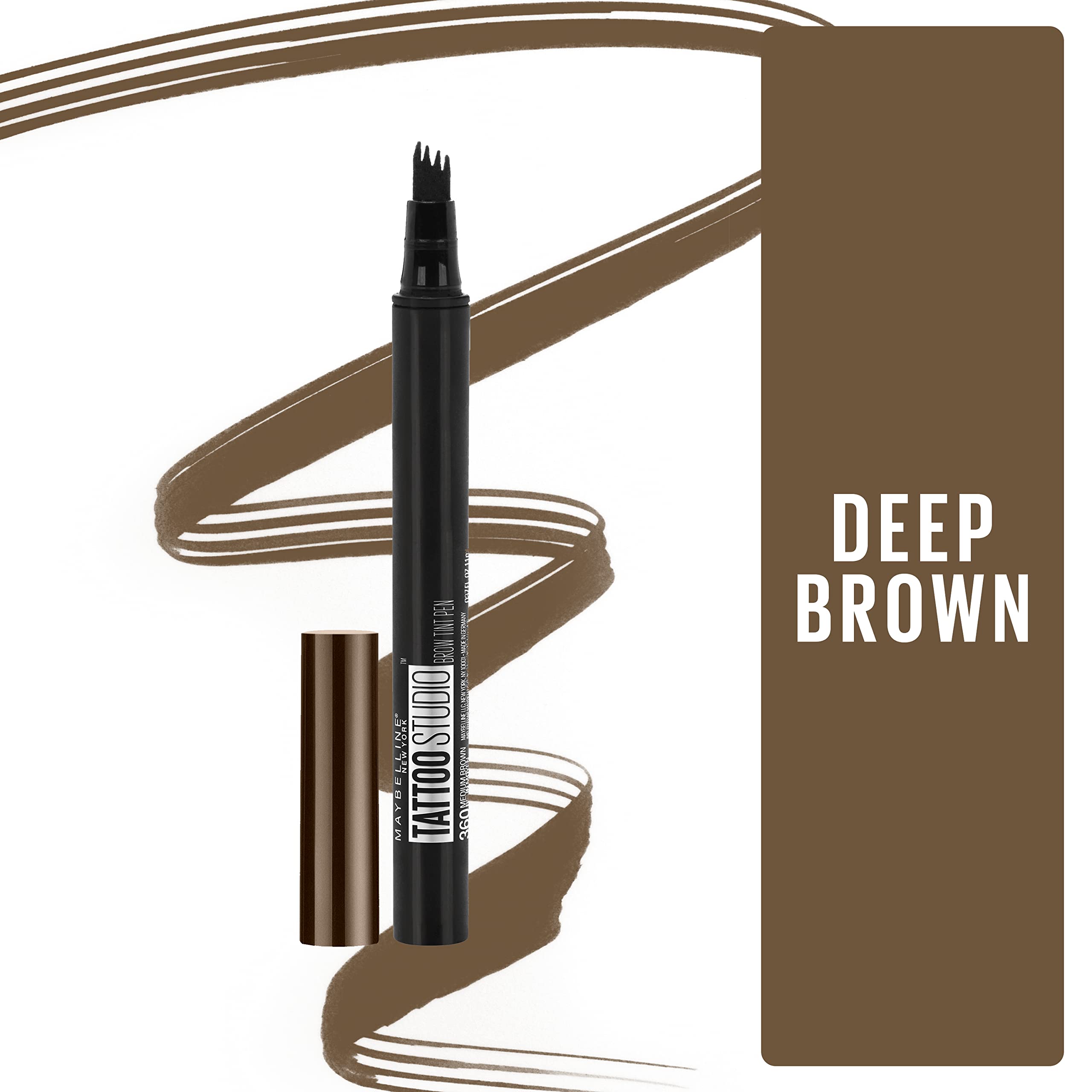 Maybelline New York TattooStudio Brow Tint Pen Makeup, Deep Brown, 0.037 fl. oz.