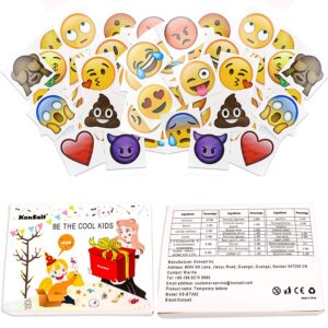 Emoji Temporary Tattoo(160pcs 2inch),Konsait Funny Emoji tattoos Body Stickers for Kids Children Adults for Emoji Party Favors Supplies with Poop Kissing Heart Sunglasses Smirk Relaxed Smile Emoticon