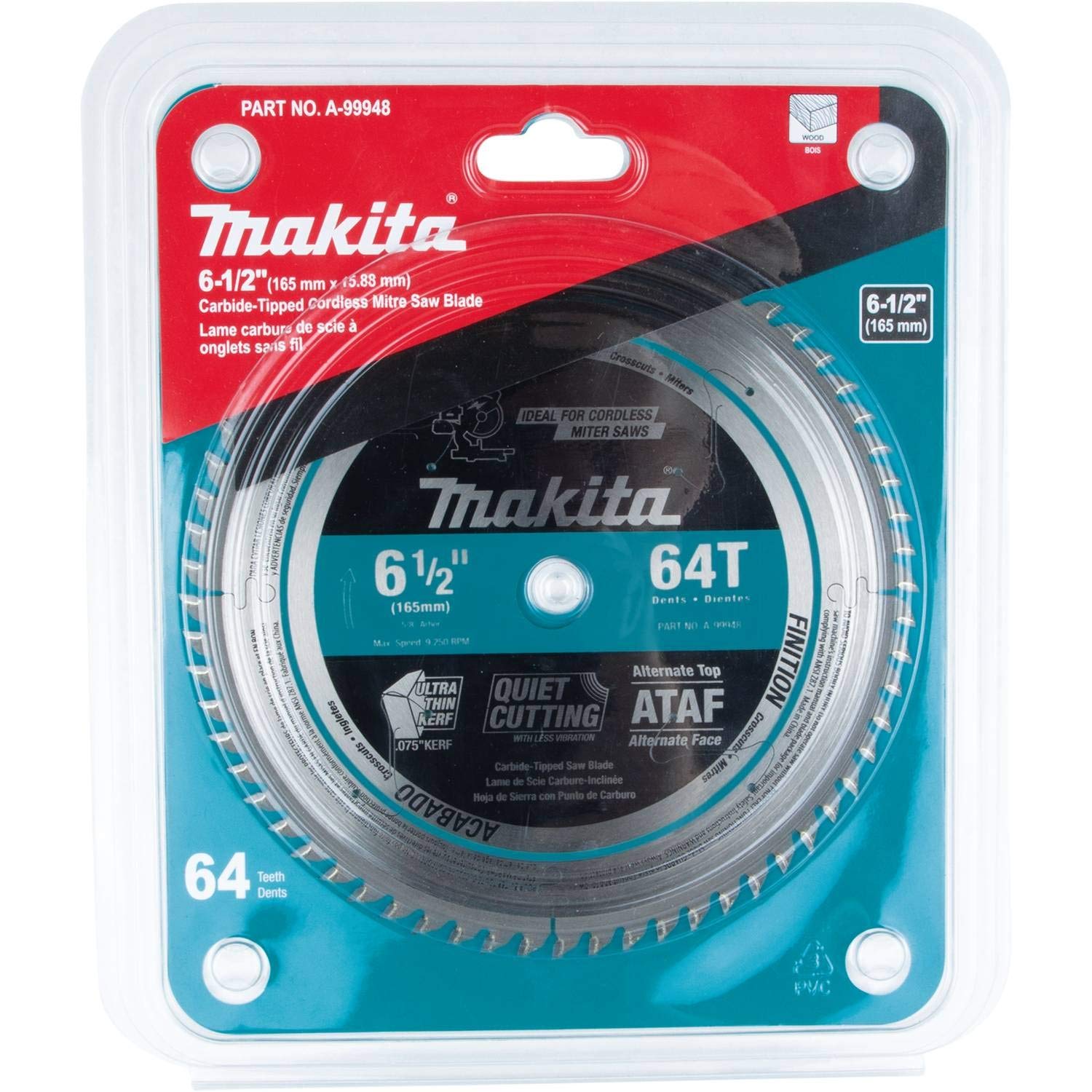 Makita A-99948 6-1/2" 64T Carbide-Tipped UltraThin Kerf Saw Blade