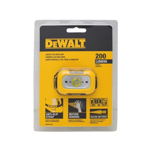 DEWALT Headlamp for Jobsite, 200 Lumen (DWHT81424), Yellow