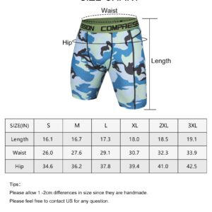 Holure Men's 3 Pack Sport Compression Shorts Mens Yoga Shorts Workout Running,Brown,Blue,Green,Camo,02-XL