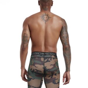 Holure Men's 3 Pack Sport Compression Shorts Mens Yoga Shorts Workout Running,Brown,Blue,Green,Camo,02-XL