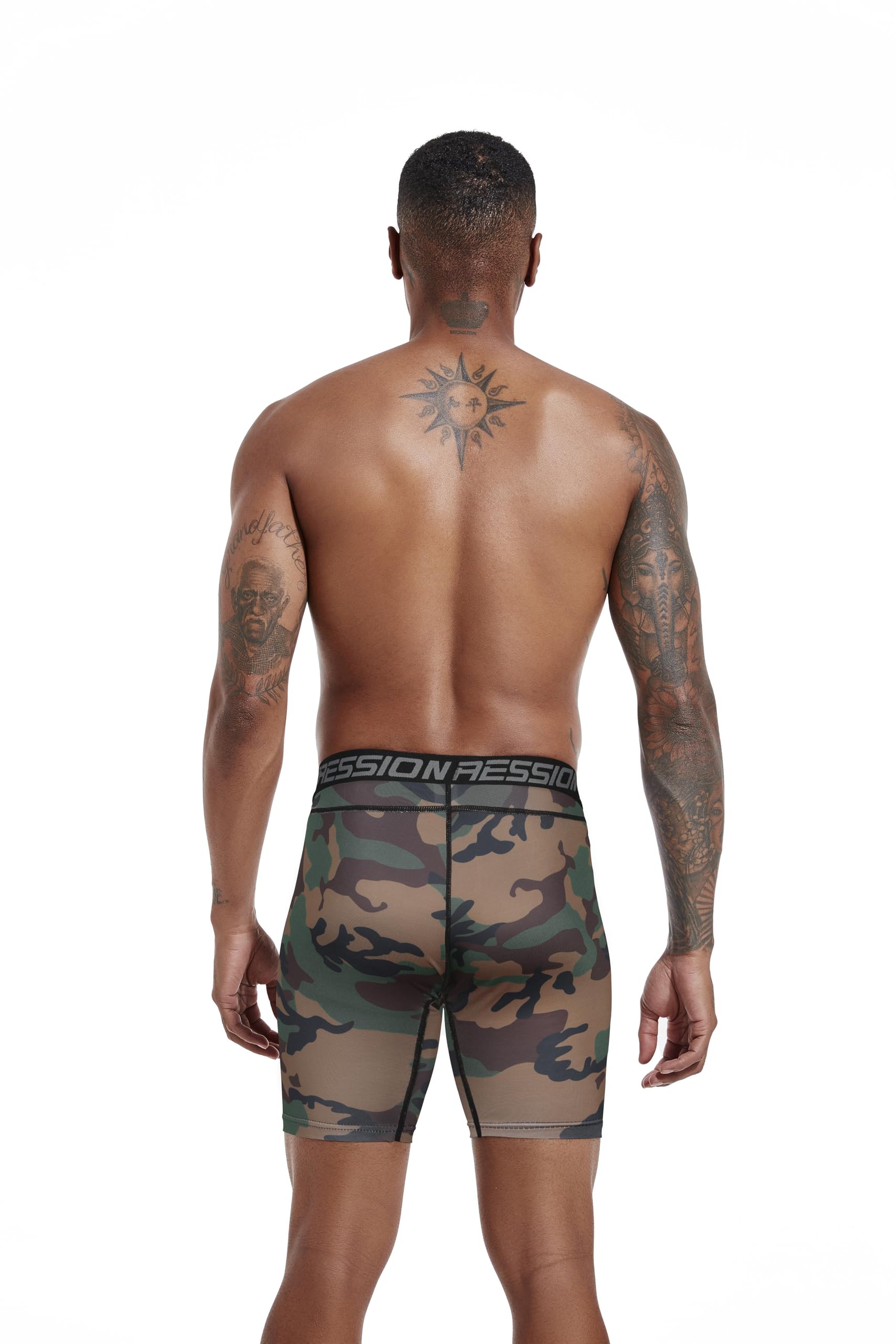 Holure Men's 3 Pack Sport Compression Shorts Mens Yoga Shorts Workout Running,Brown,Blue,Green,Camo,02-XL