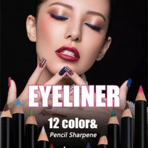 DC-BEAUTIFUL 12Pcs Lot Set 12 Colors Eyeliner Pencil Waterproof Eyebrow Pencil Cosmetics with a Pencil Sharpener