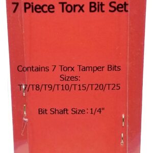 VETCO 7-Piece Security Torx Bit Set T-7, T-8, T-9, T-10, T15, T20, T25