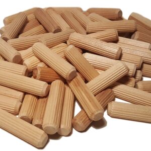 100 Pack 1/2" x 2" Wooden Dowel Pins Wood Kiln Dried Fluted and Beveled, Made of Hardwood