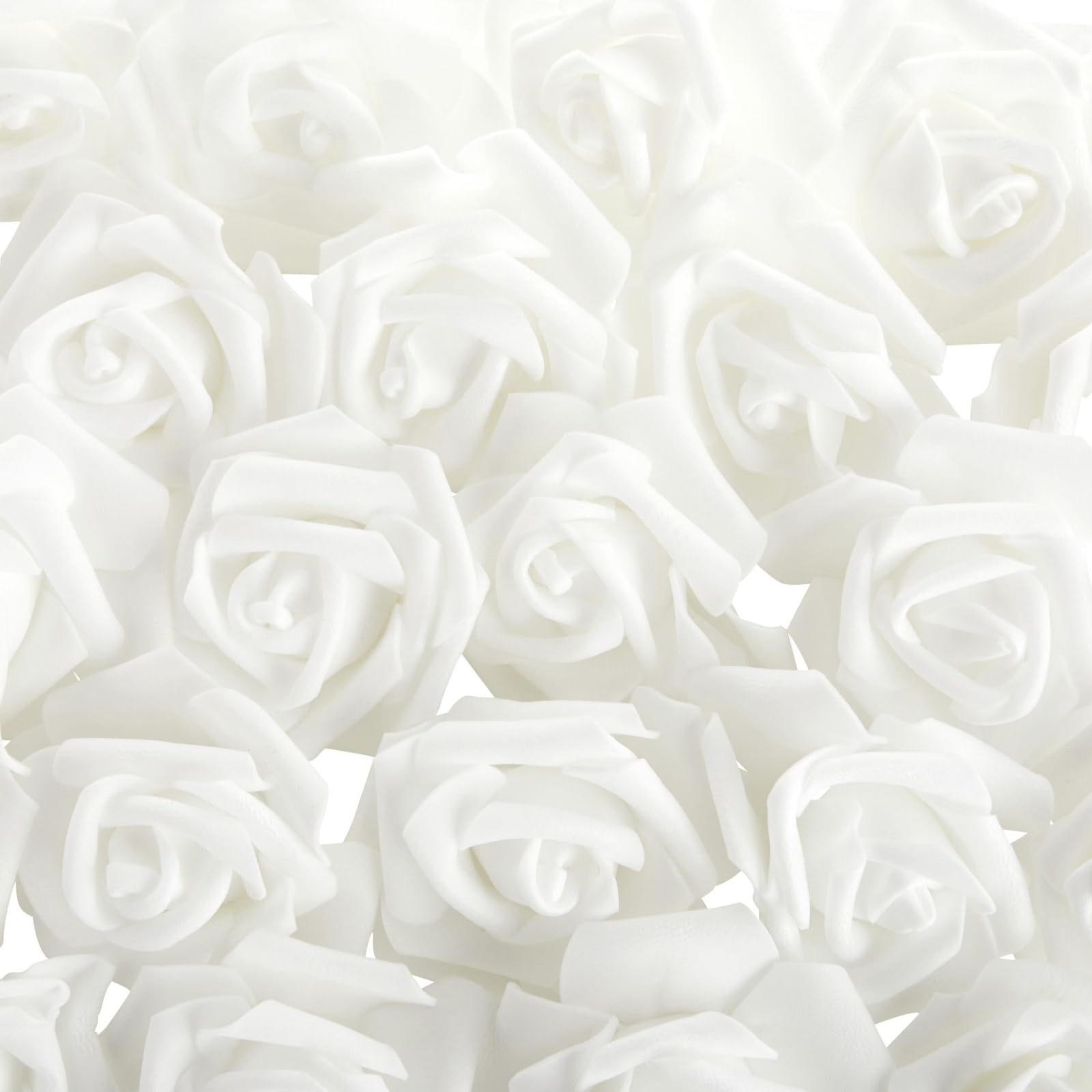 Juvale 100 Pack White Artificial Flowers, Bulk Stemless Fake Foam Roses for Wedding, Decorations, Bouquets (3 in)