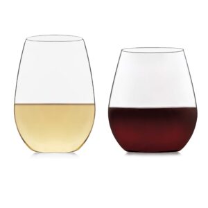 libbey signature kentfield stemless 12-piece wine glass party set for red and white wines