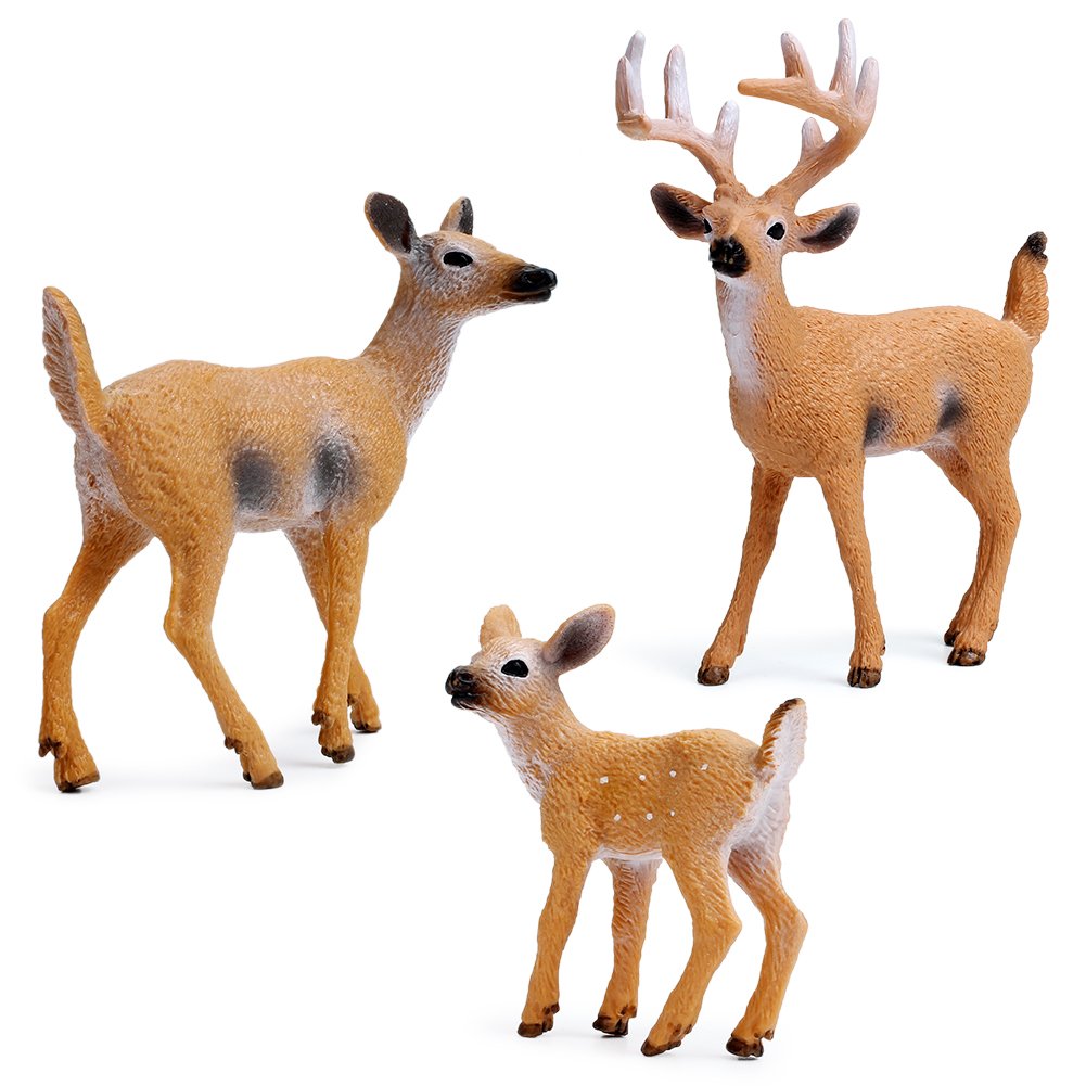 UANDME Forest Animals Figures, Woodland Creatures Figurines, Miniature Toys Cake Toppers (Deer Family, Fox, Rabbit, Squirrel)