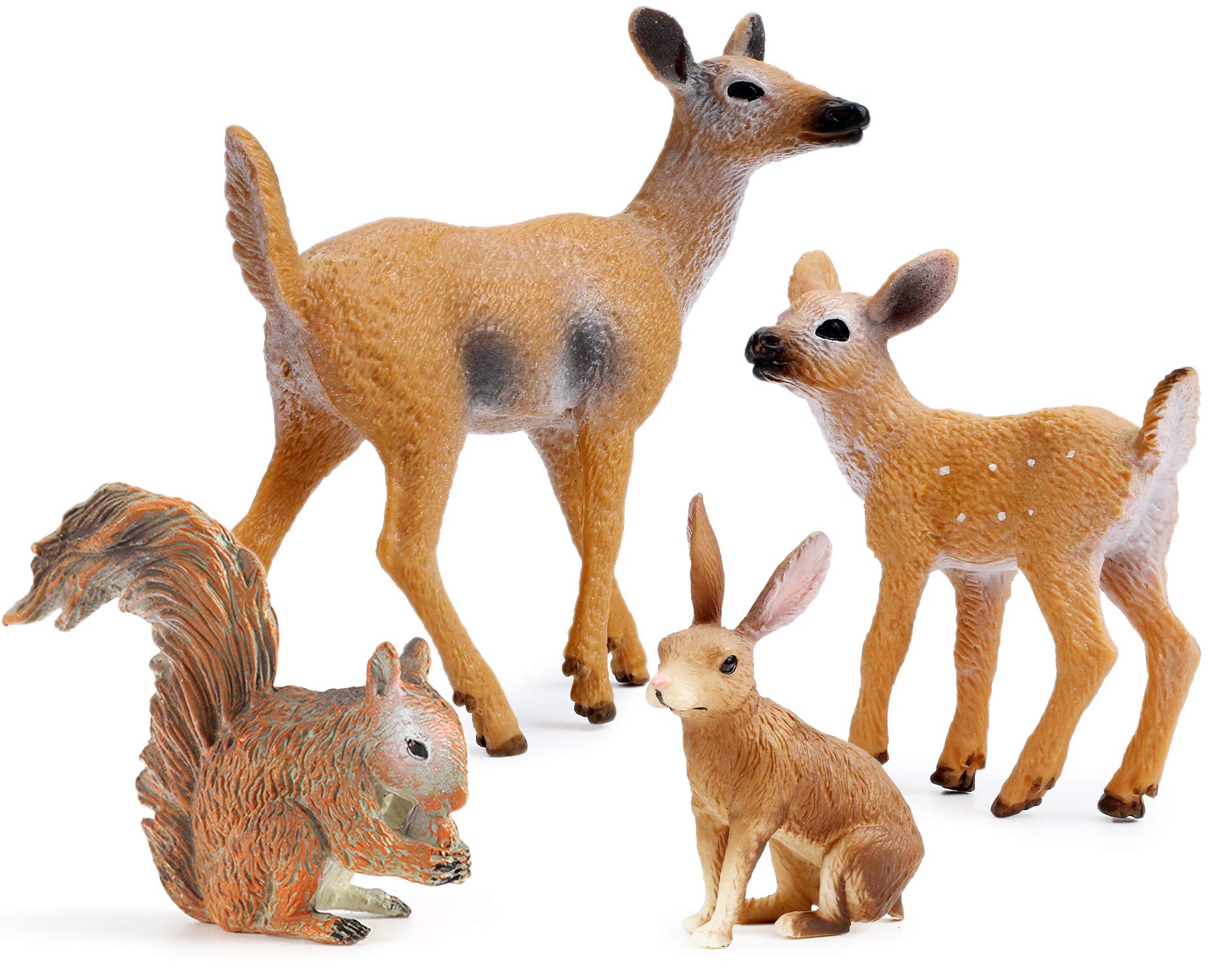 UANDME Forest Animals Figures, Woodland Creatures Figurines, Miniature Toys Cake Toppers (Deer Family, Fox, Rabbit, Squirrel)