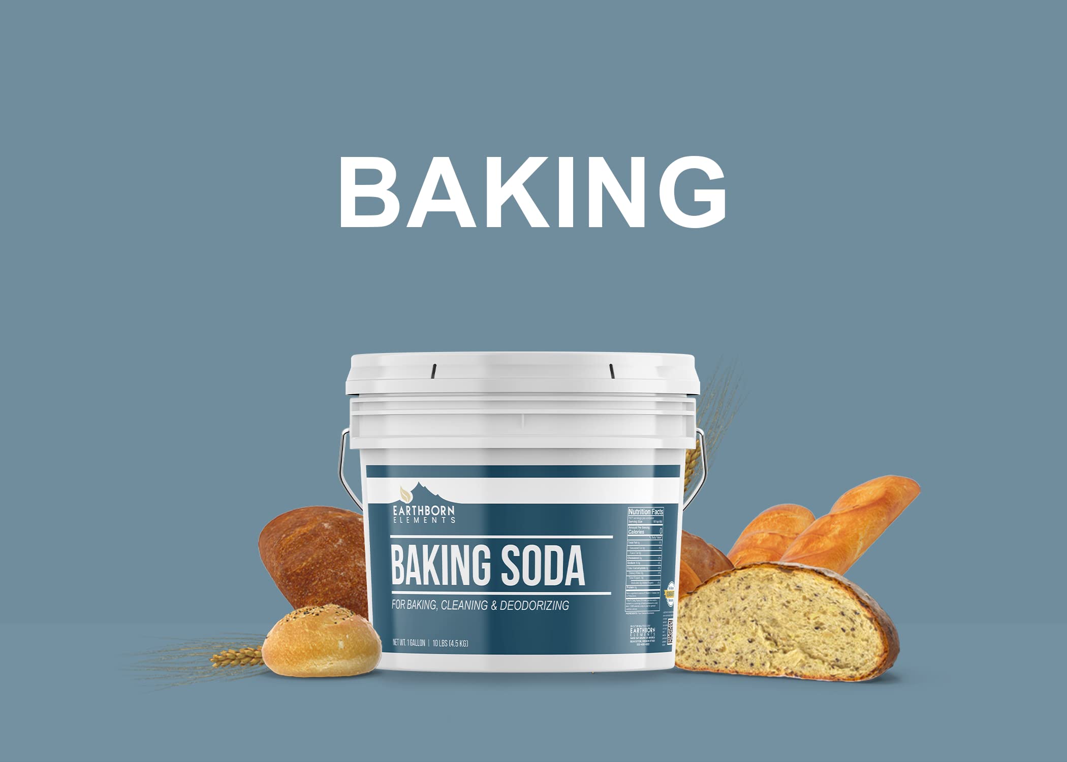 Earthborn Elements Baking Soda (1 Gallon) Sodium Bicarbonate, Cooking, Cleaning & Deodorizing