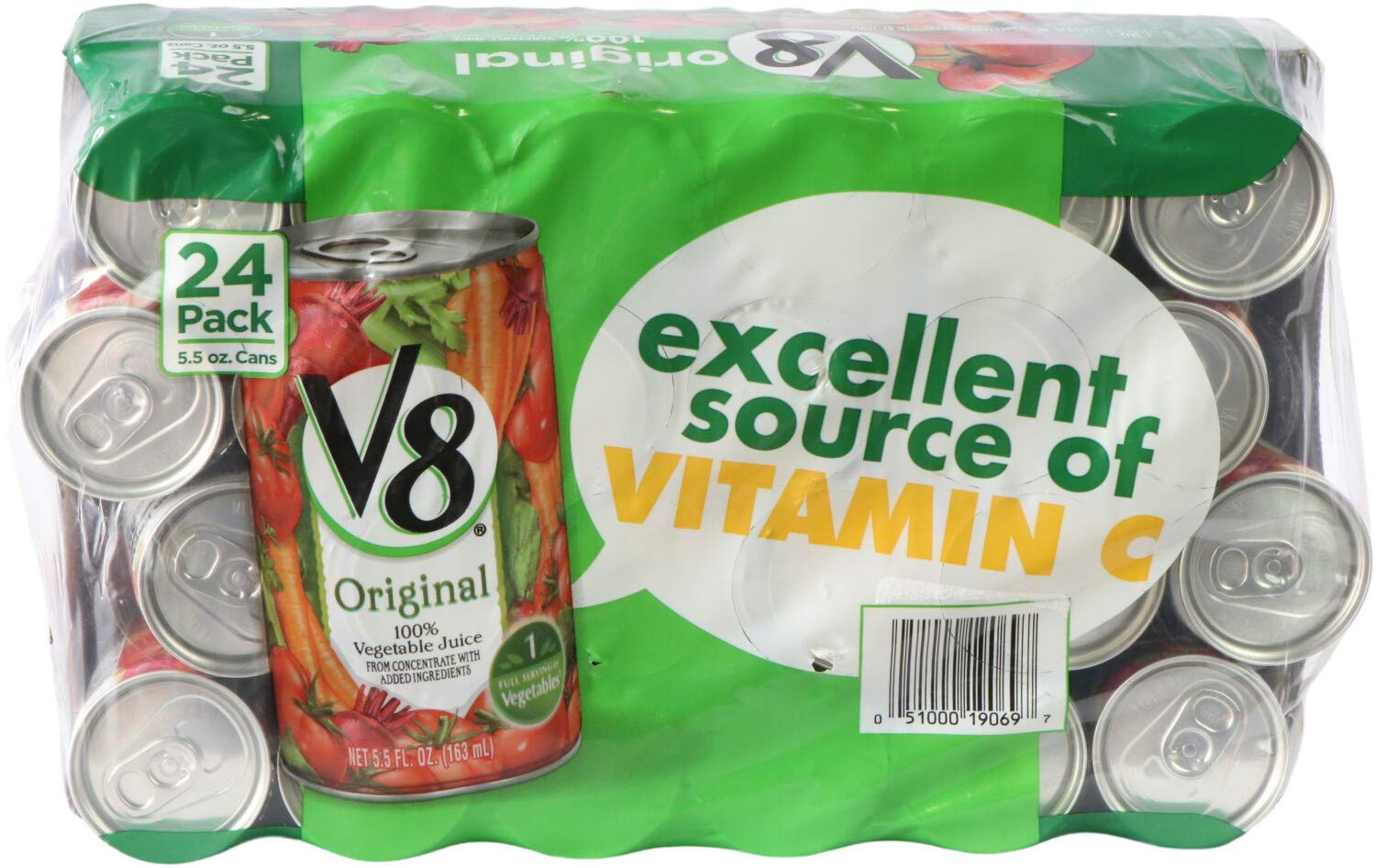 V8 Original 100% Vegetable Juice, Vegetable Blend with Tomato Juice, 5.5 FL OZ Can (Pack of 24)