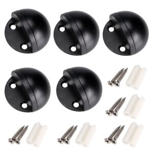 sumnacon floor door stopper, stainless steel door stopper with rubber bumper-contemporary safety floor mounted doorstop with hardware screws, heavy duty home commercial floor door stop (5 pcs black)