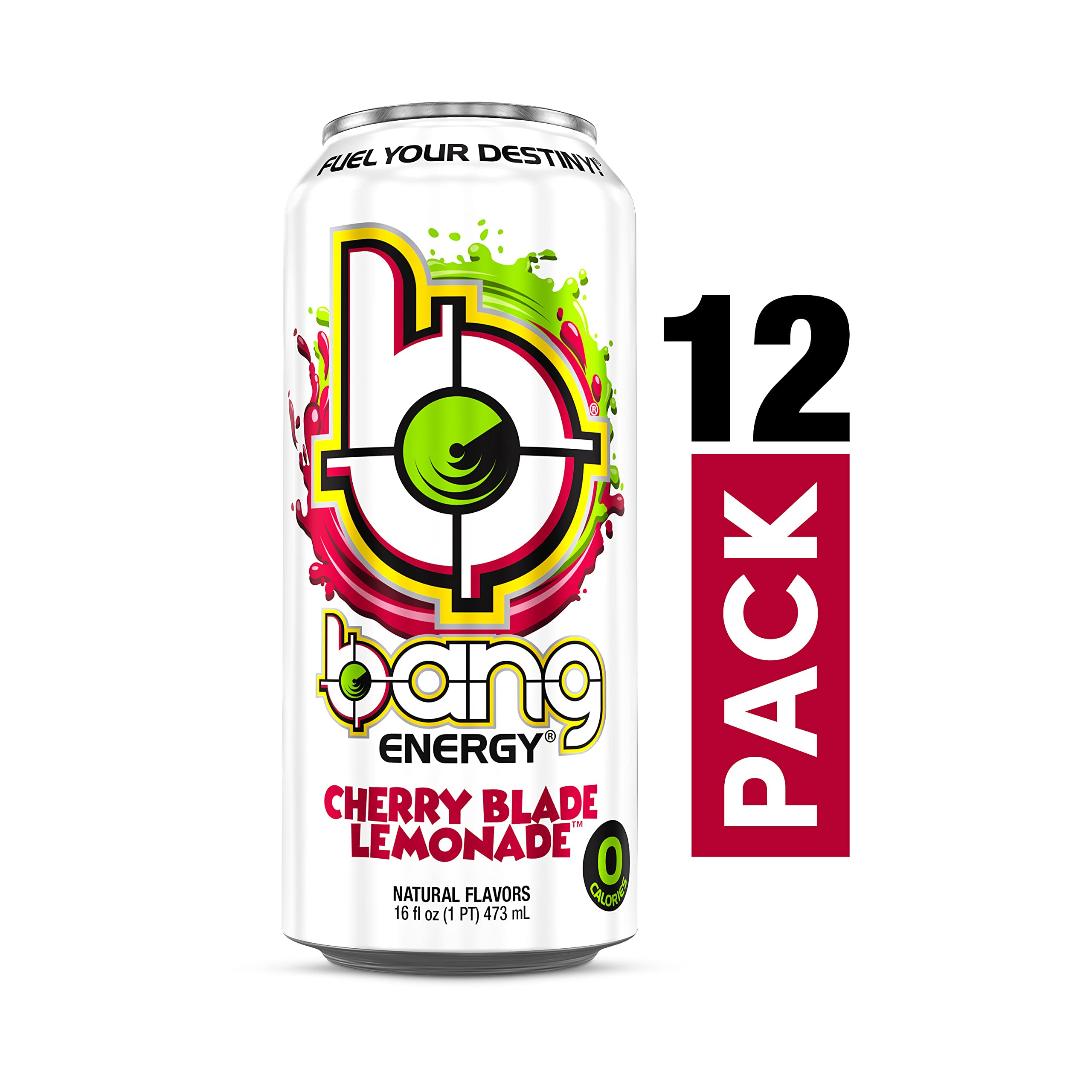 Bang Energy Cherry Blade Lemonade, Sugar-Free Energy Drink, 16-Ounce (Pack of 12)