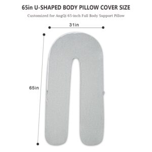 AngQi Pregnancy Pillow Cover Case - U Shaped Pillowcase – Fit 65" x 31" U Shape Pillows - Total Body/Maternity Pillow Replacement Cover - Stretch Jersey Knit Cotton - Gray