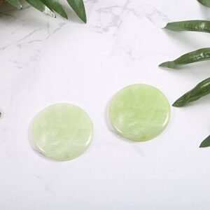 2 Pieces Jade Stone for Lash Glue Eyelash Extension Round Jade Stone Lash Glue Holders Adhesive Pallet Fake Eye Lash Holder Base 2 Inch (Green)