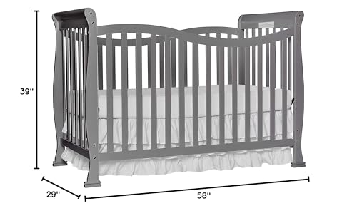 Dream On Me Violet 7-in-1 Convertible Life Style Crib in Steel Grey, Greenguard Gold Certified, 4 Mattress Height Settings, Made of Sustainable New Zealand Pinewood