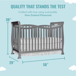 Dream On Me Violet 7-in-1 Convertible Life Style Crib in Steel Grey, Greenguard Gold Certified, 4 Mattress Height Settings, Made of Sustainable New Zealand Pinewood