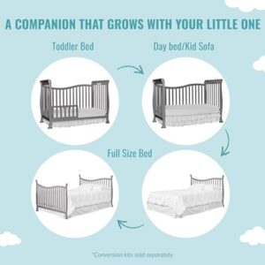 Dream On Me Violet 7-in-1 Convertible Life Style Crib in Steel Grey, Greenguard Gold Certified, 4 Mattress Height Settings, Made of Sustainable New Zealand Pinewood