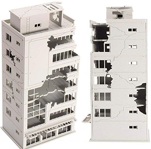 EatingBiting N Scale 1/144 1:144 Ruined Damaged Building After War Assembling Model Outland Realism Scene for DIY Sand Table Garden Micro Landscape Ornaments Decor Supply DIY Player Spray Painting