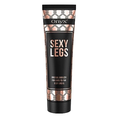 Onyx Sexy Legs Tanning Lotion with Bronzer - Gradual Leg Makeup - Double Bronzing Lotion for Perfectly Tanned Legs and Hard To Tan Body Parts - Legs Tanner with Anti-Orange Technology