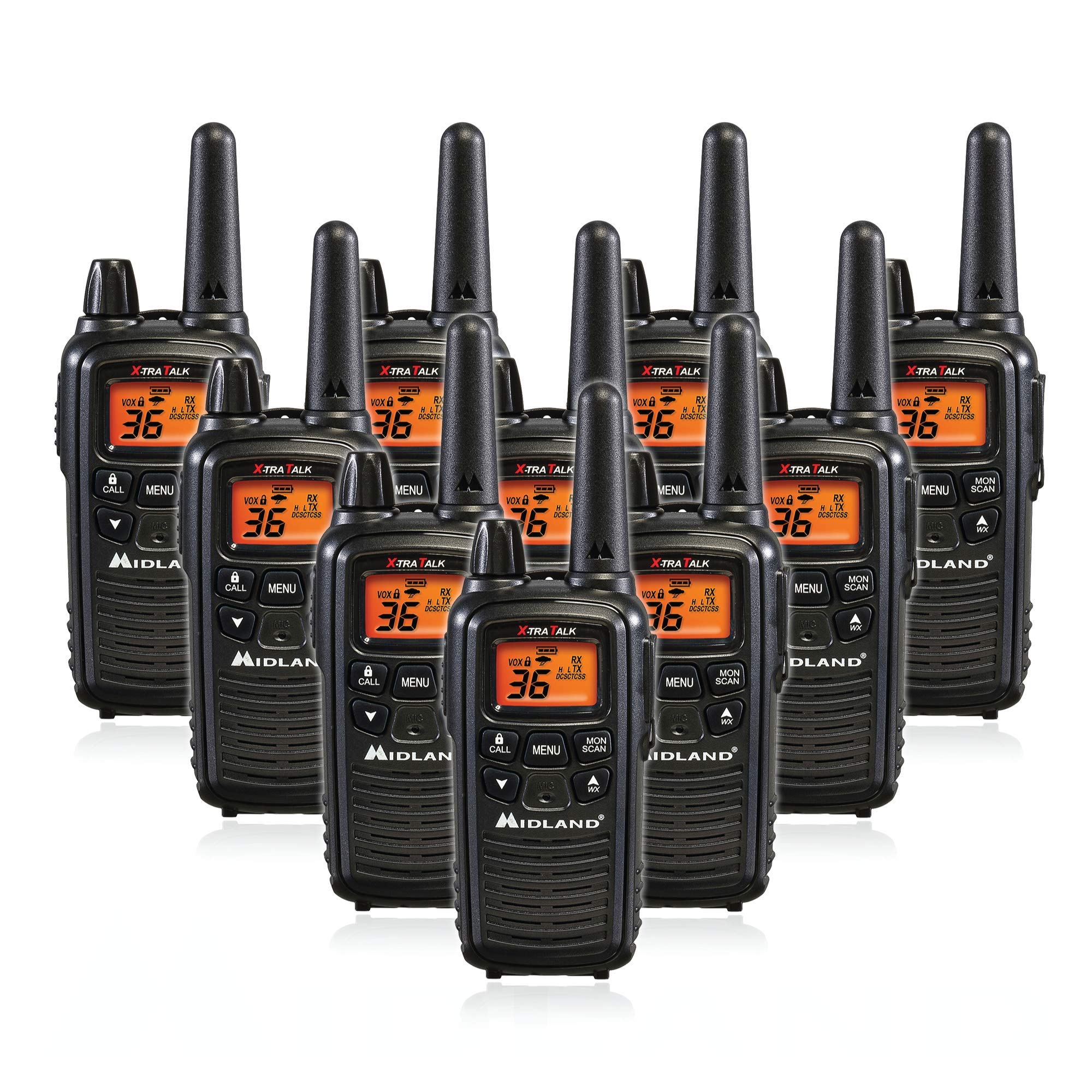 Midland LXT600VP3 36 Channel FRS Two-Way Radio - Up to 30 Mile Range Walkie Talkie - Black (Pack of 10)