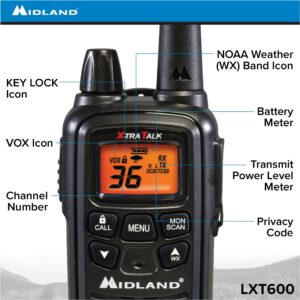 Midland LXT600VP3 36 Channel FRS Two-Way Radio - Up to 30 Mile Range Walkie Talkie - Black (Pack of 10)