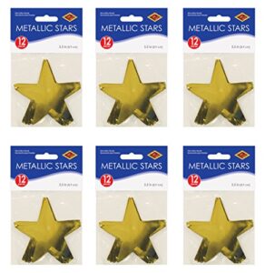 beistle s57027-gdaz6 metallic star cutouts, 72 piece, 3.5", gold