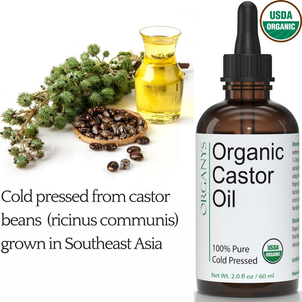 Organys Organic Castor Oil 2oz, For Longer Fuller Thicker Looking Hair Eyelashes & Eyebrows Enhances The Appearance Of Natural Lash & Brow Growth. Serum Comes With Eyeliner & Mascara Brushes