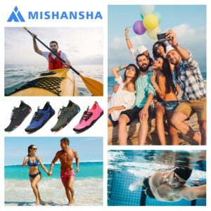 Mishansha Women's Water Shoes Breathable Beach Shoes for Men Barfoot Swim Shoes Quick-Dry Slip-On Aqua Shoe for Kayaking Fishing Diving Surfing Water Sports Carbon Black 11.5 Women/10 Men