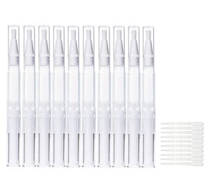 twy 10 pack 3ml transparent empty nail oil twist pen cosmetic container lip gloss brush applicators eyelash growth liquid tube with 10 pack 3ml plastic graduated transfer pipettes