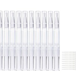 TWY 10 Pack 3ml Transparent Empty Nail Oil Twist Pen Cosmetic Container Lip Gloss Brush Applicators Eyelash Growth Liquid Tube with 10 Pack 3ml Plastic Graduated Transfer Pipettes