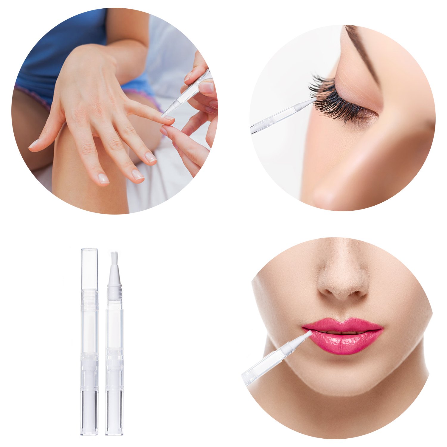 TWY 10 Pack 3ml Transparent Empty Nail Oil Twist Pen Cosmetic Container Lip Gloss Brush Applicators Eyelash Growth Liquid Tube with 10 Pack 3ml Plastic Graduated Transfer Pipettes