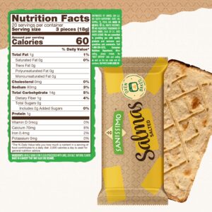 Sanissimo Salmas Salted, 20 packs of 3 Crackers, Oven Baked Corn Crackers, Gluten Free, Non GMO, Kosher Certified