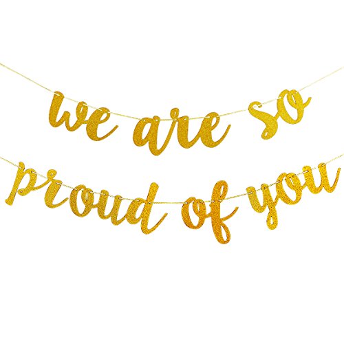 Gold Glitter We are So Proud of You Banner - Graduation Party/Grad Party Decorations 2024 Congratulations Banner College Graduation Party Decorations 2024