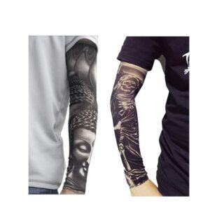 Toirxarn 8PCS Tattoo Sleeves Cool Temporary Sunscreen Arm Sleeves for Men Women Cycling Running Driving Sports-Colored Design