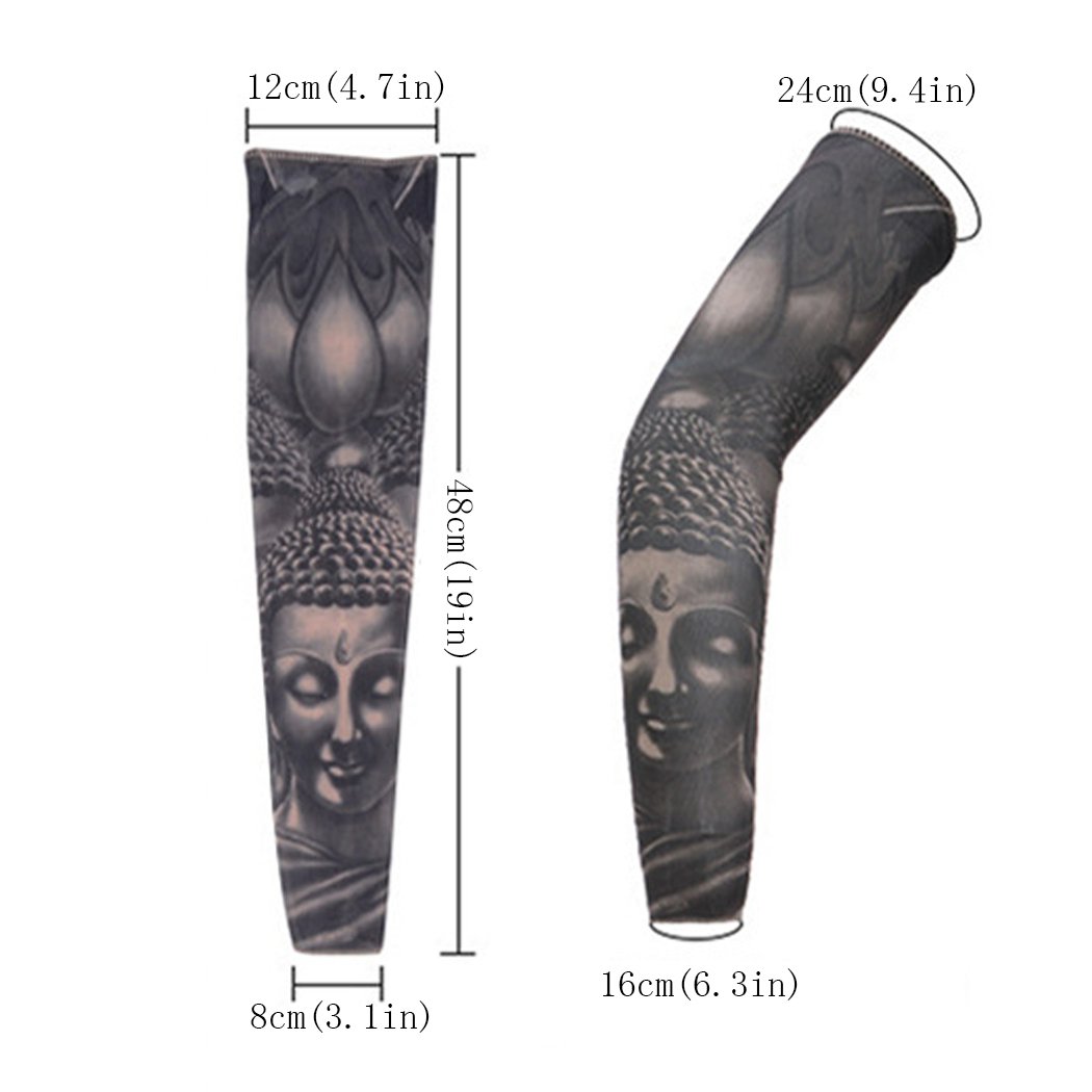 Toirxarn 8PCS Tattoo Sleeves Cool Temporary Sunscreen Arm Sleeves for Men Women Cycling Running Driving Sports-Colored Design