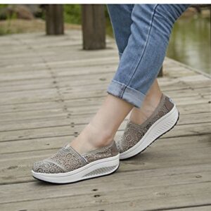 Bill&Candy Women's Mesh Slip-On Platform Toning Shoes Crochet Fitness Work Out Sneaker Dark Grey